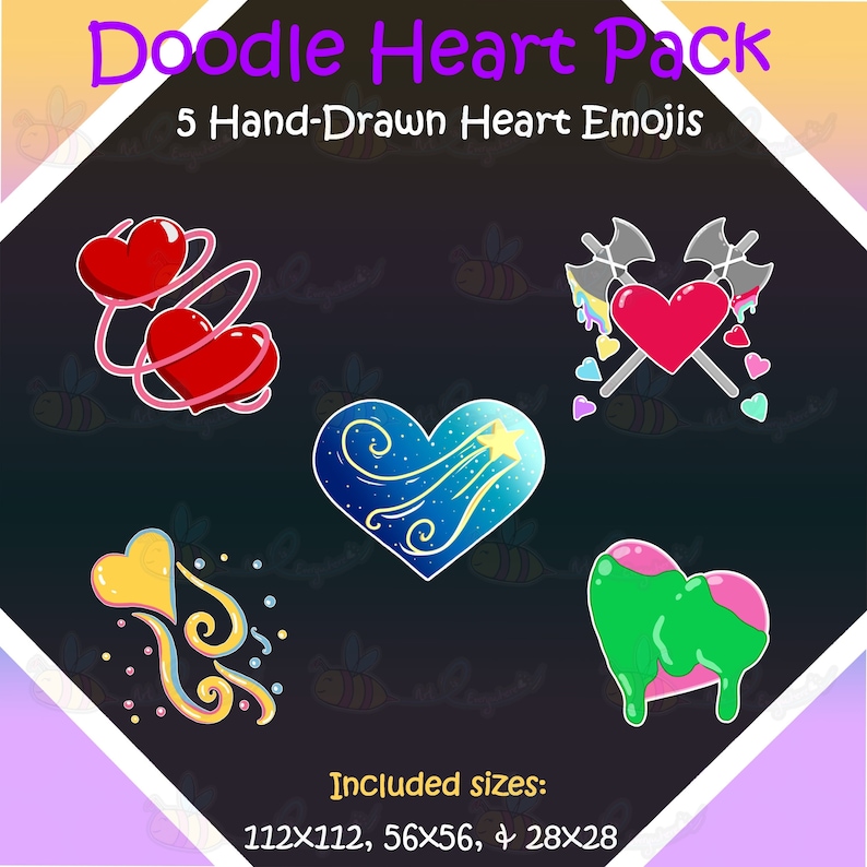 Heart Emoji Pack | Hand-drawn Emotes by Seller | High Quality for ...