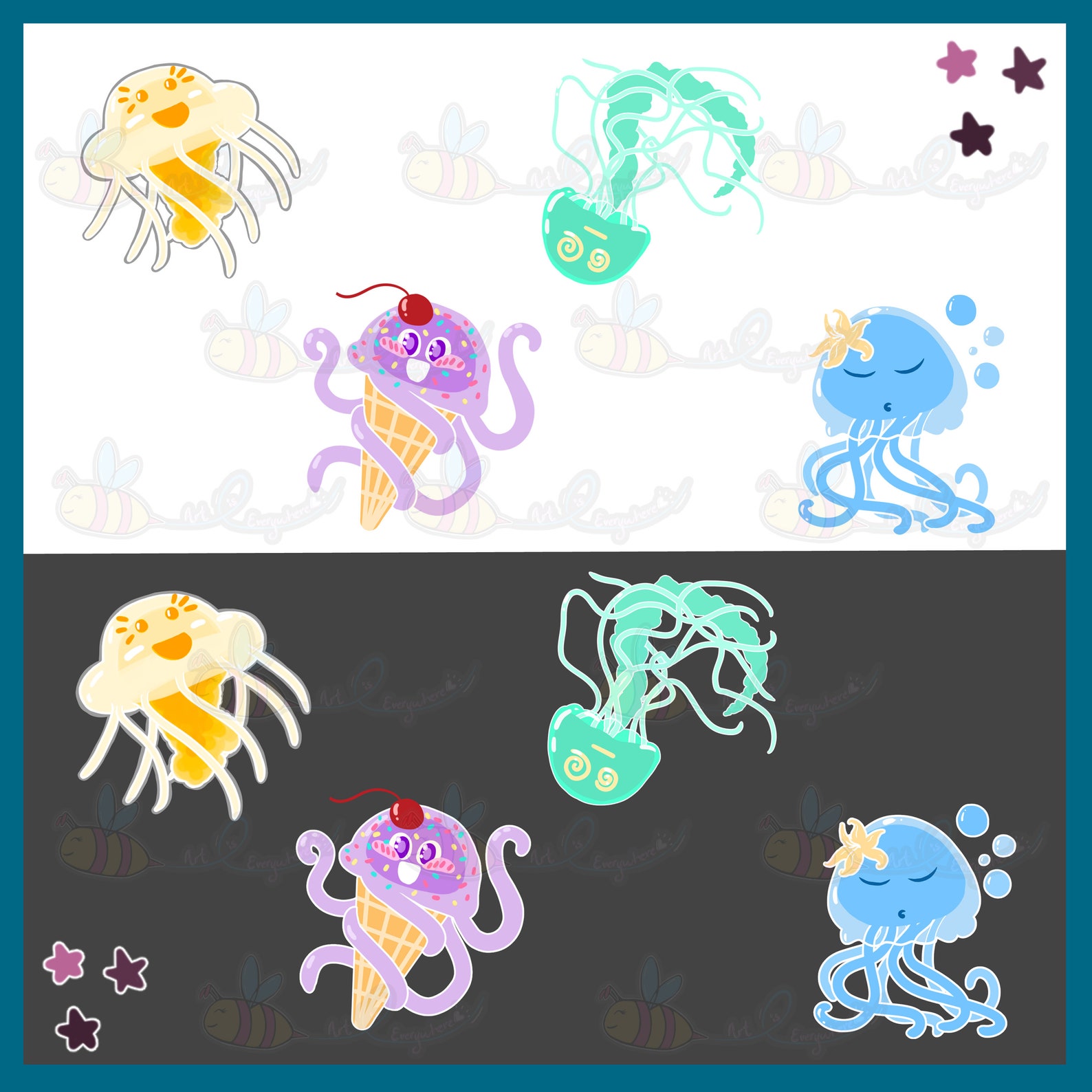 Jellyfish Emoji 4 Pack: Twitch and Discord! High Quality, Hand-drawn ...