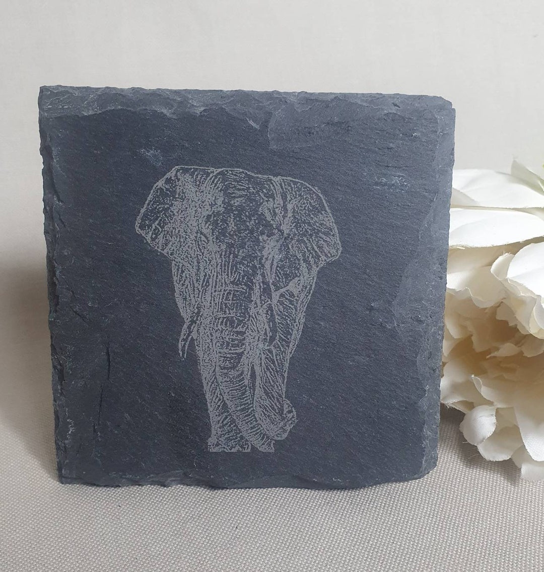Elephant Slate Coaster - Etsy UK