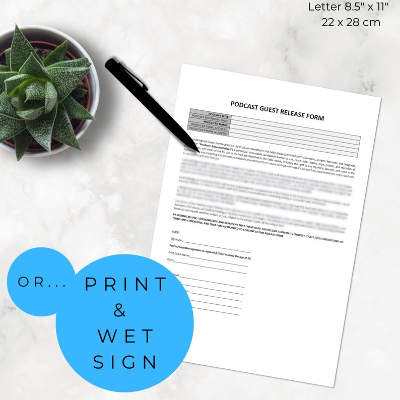 Podcast Guest Release Form Template | Lawyer-drafted - Etsy