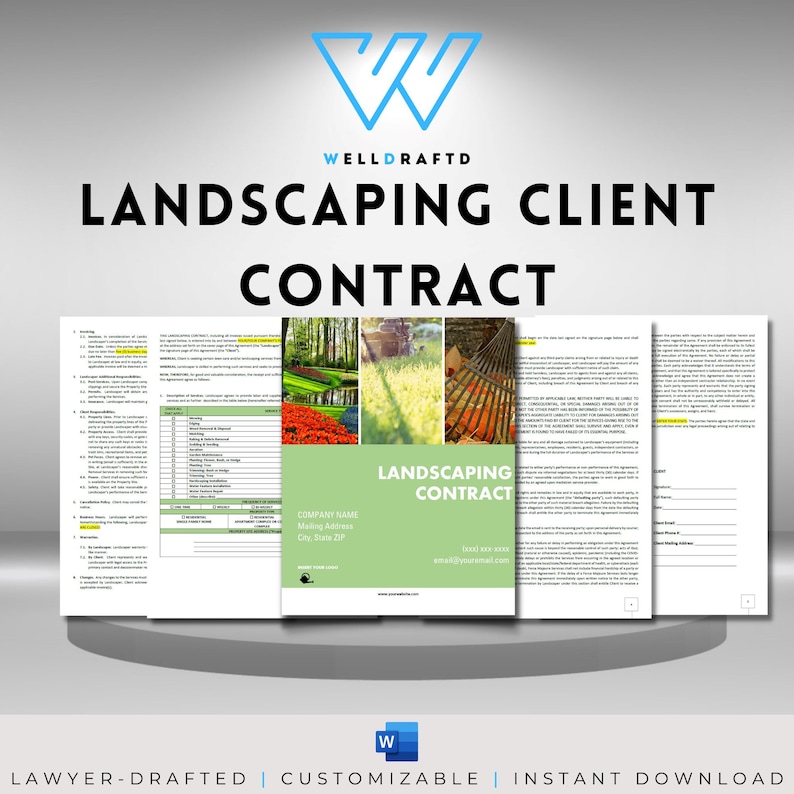 Landscaping Client Contract Template | Lawyer-drafted - Etsy