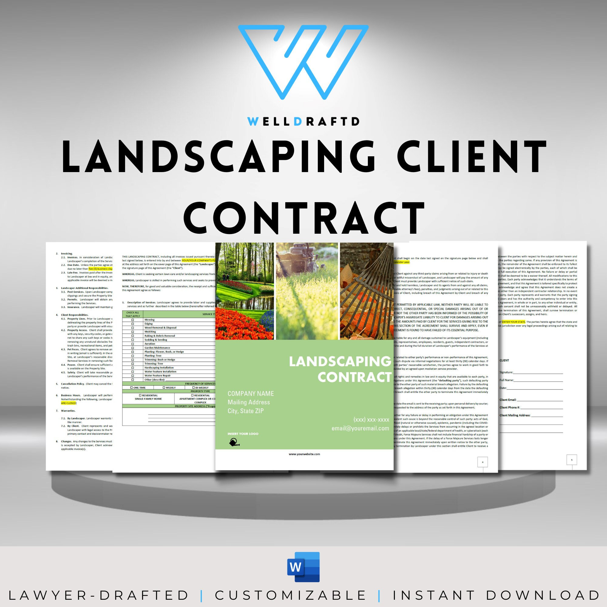 Landscaping Client Contract Template | Lawyer-drafted - Etsy