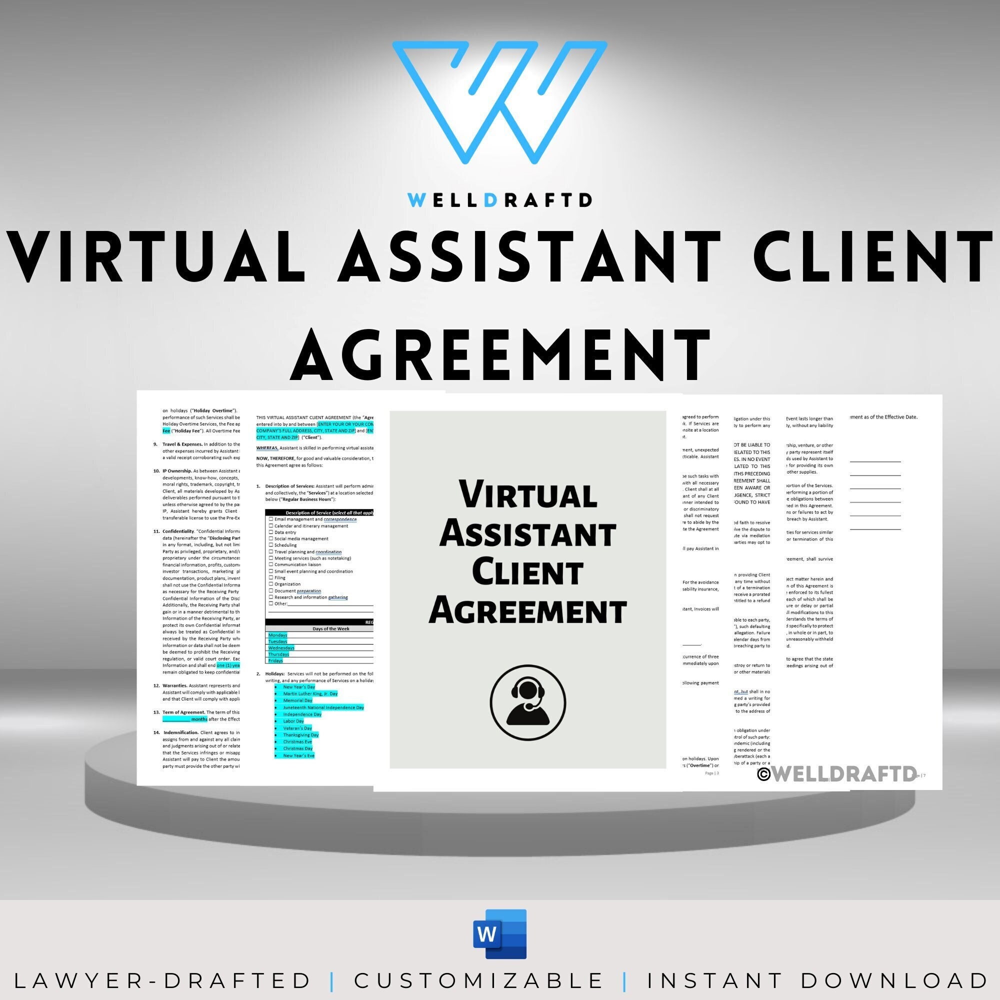 Virtual Assistant Client Agreement Template | Lawyer-drafted - Etsy