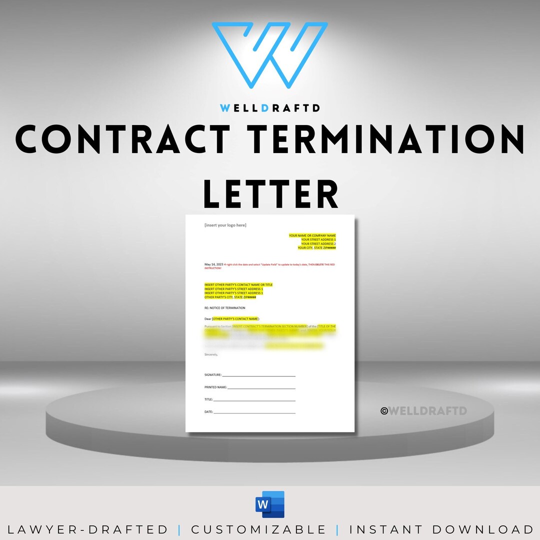 Contract Termination Letter Template | Lawyer-drafted - Etsy