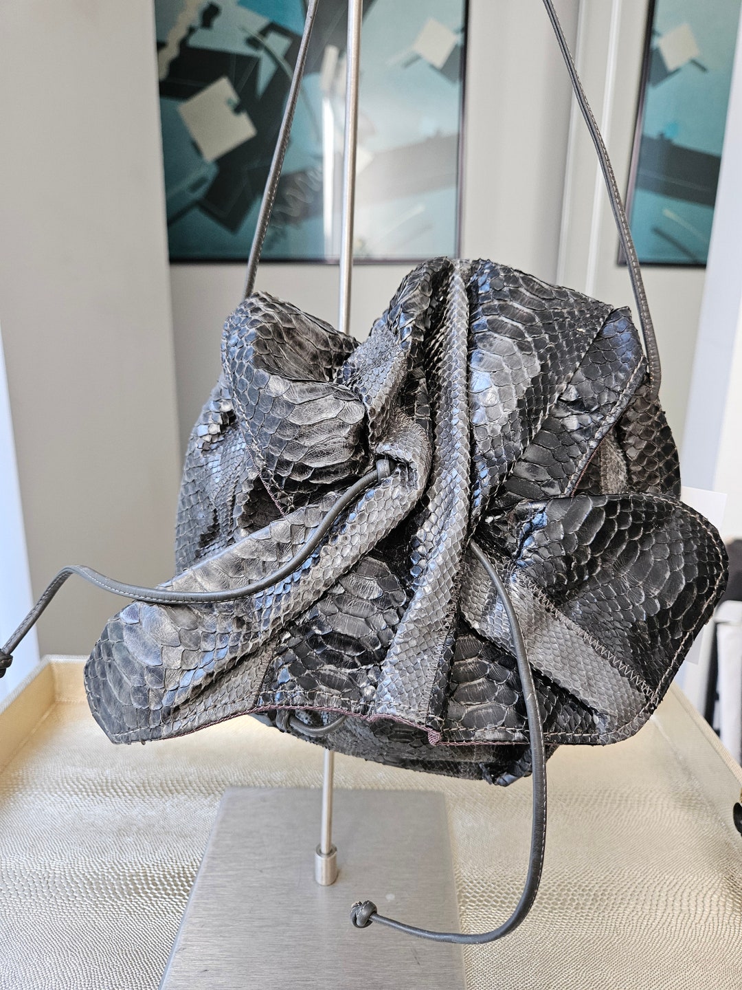 Vintage Carlos Falchi Grey Python Snakeskin Butterfly Crossbody Handbag - Etsy