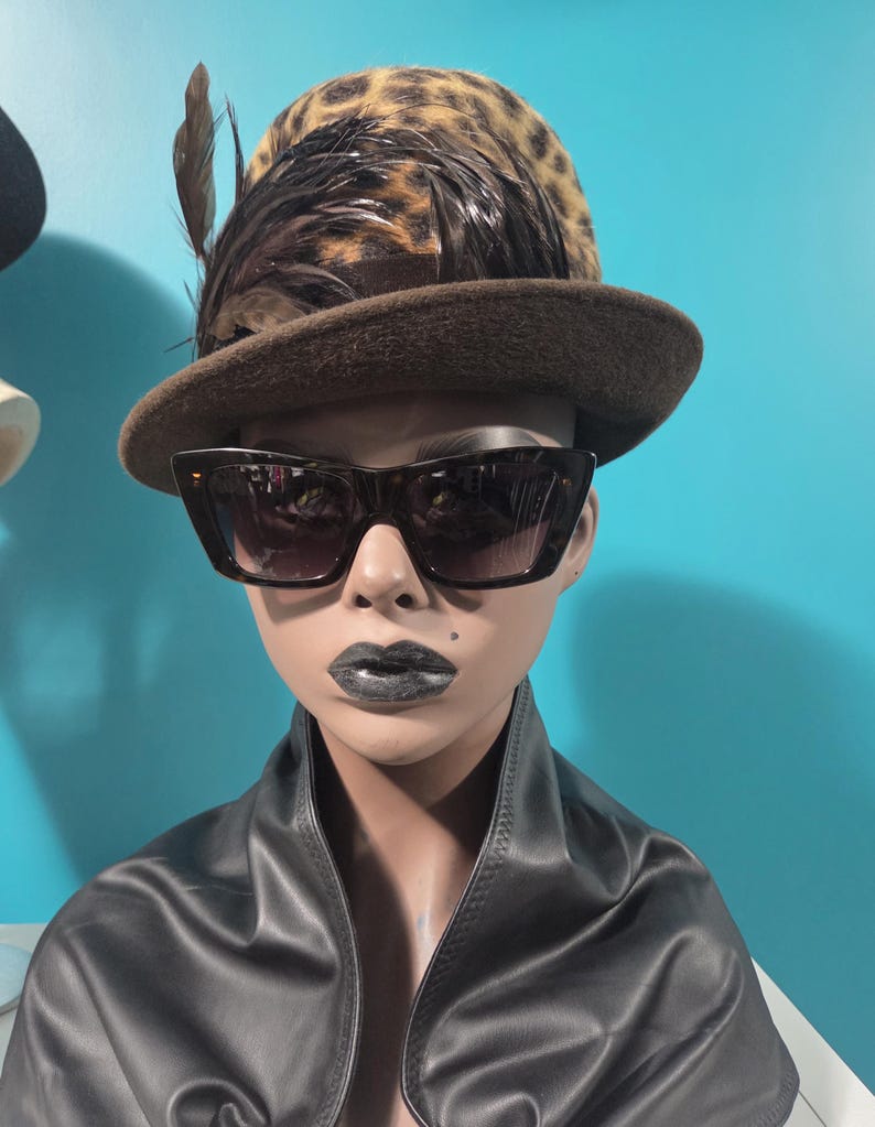 Vintage Original Custom Lillipat Leopard Print Feather Brown Hat - Etsy