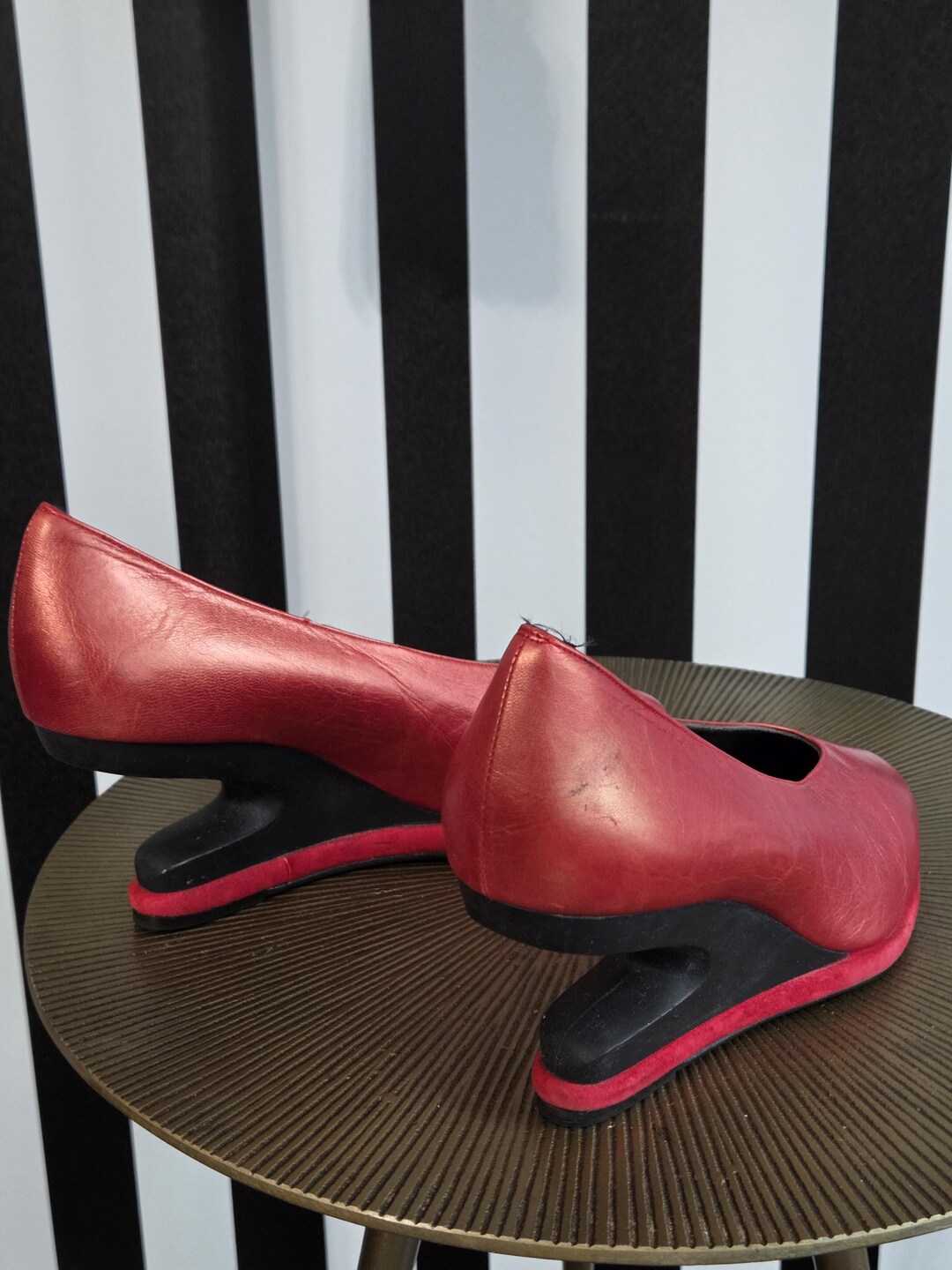Vintage Jan Jansen Red Art to Wear Wedge Shoes - Etsy