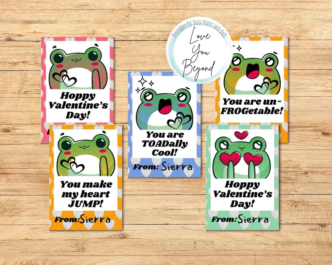 Frog Valentine’s Day Card; Cute Frog Valentine’s; Class Valentines - Etsy