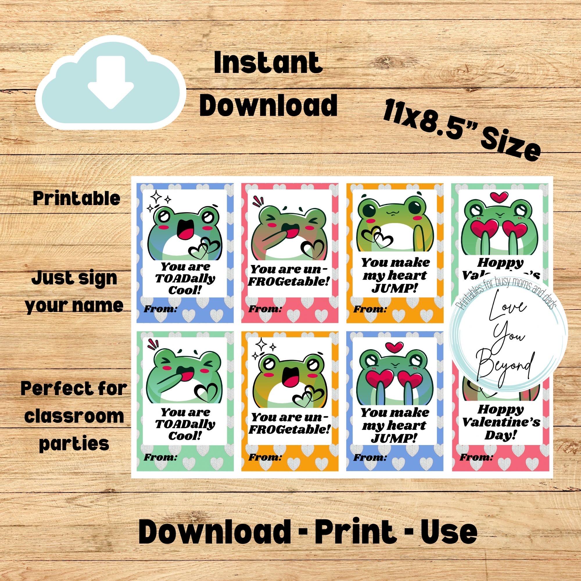 Frog Valentine’s Day Card; Cute Frog Valentine’s; Class Valentines - Etsy