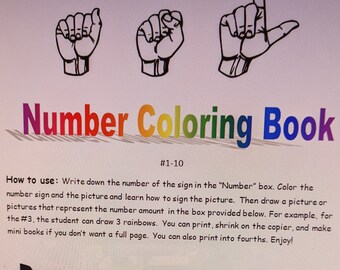 American Sign Language Number Book - Etsy