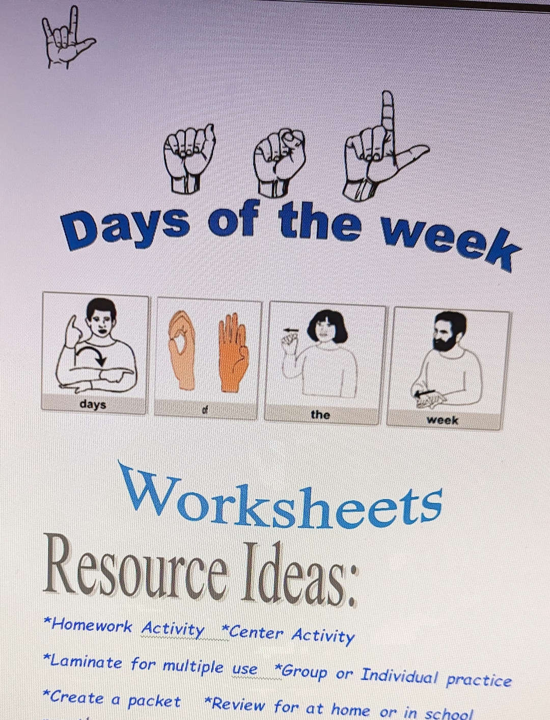 American Sign Language Days of the Week - Etsy