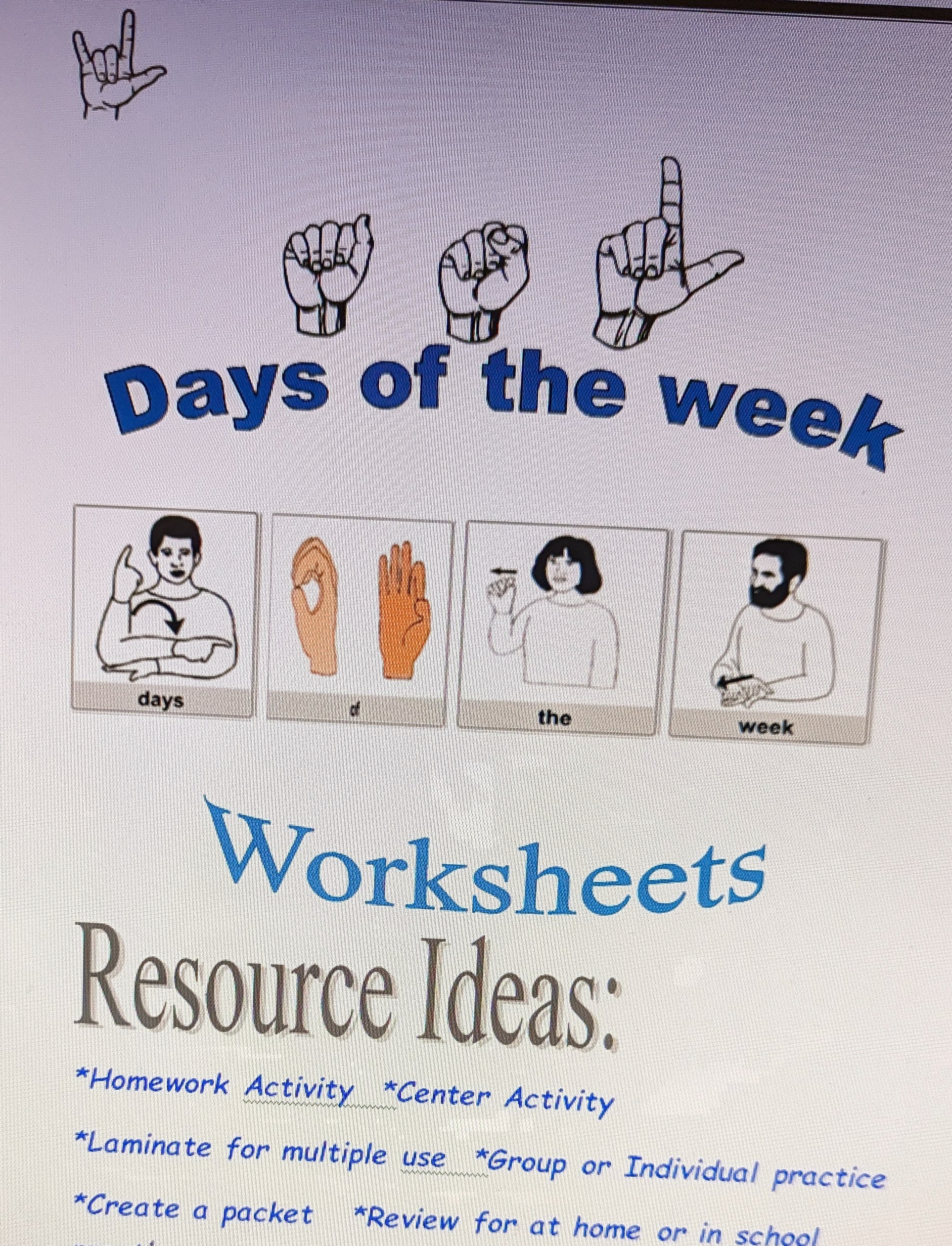 American Sign Language Days of the Week - Etsy