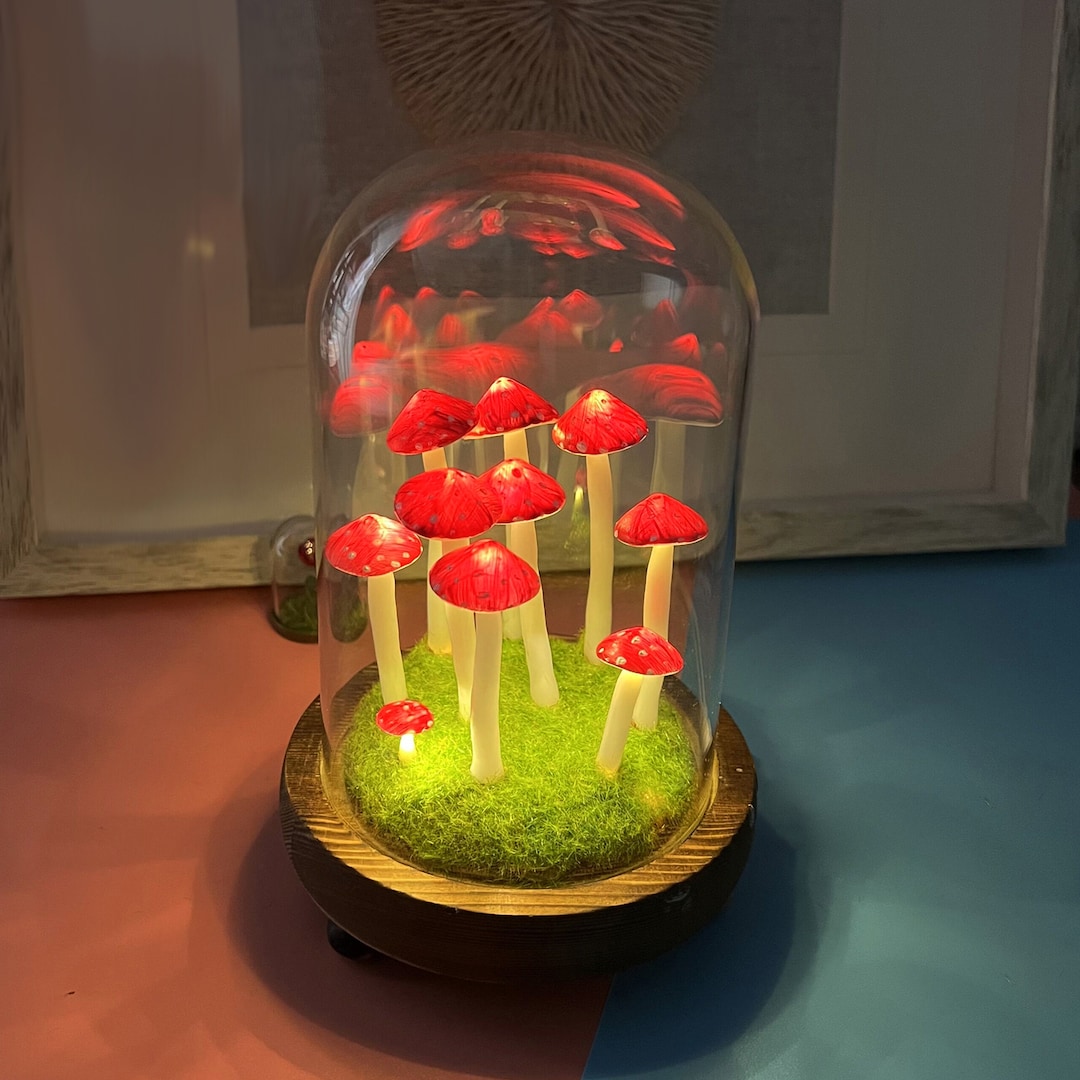 Handmade Red Mushroom Lights Brown Antique Base Country Style Lamps ...