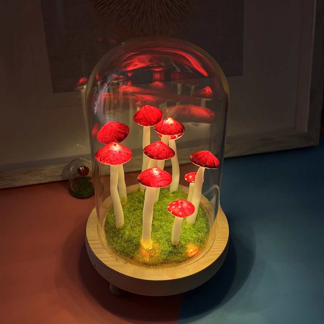 Handmade Red Mushroom Night Light: Lucky USB Lamp - Etsy