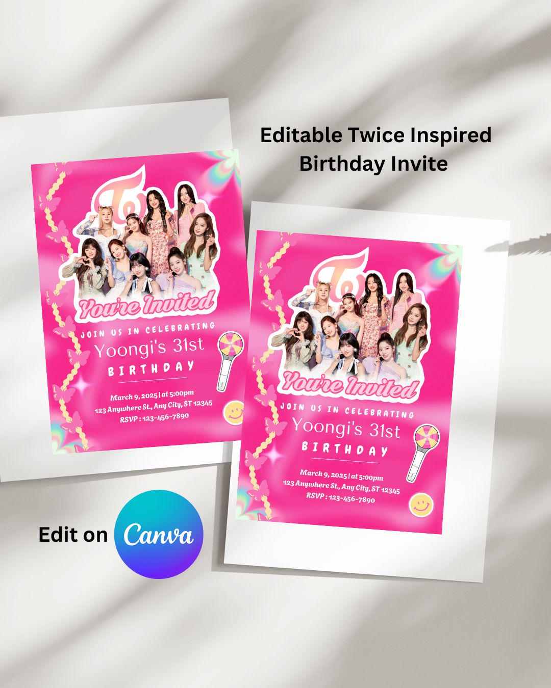 Editable Twice Taste of Love Birthday Invitation | Twice Kpop Party ...
