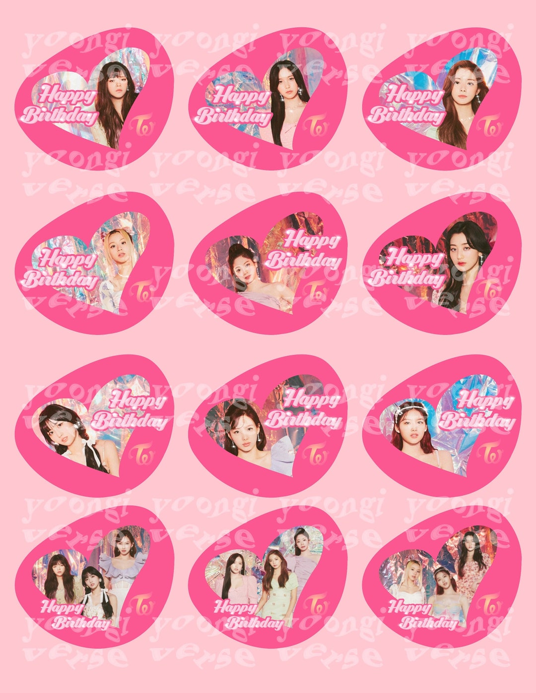 Twice Taste of Love Cake Toppers, Twice Cupcake Toppers, Twice Flower ...