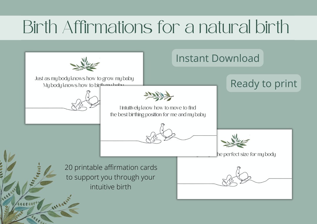 Birth Affirmations for A Natural Birth Digital Download Printable ...