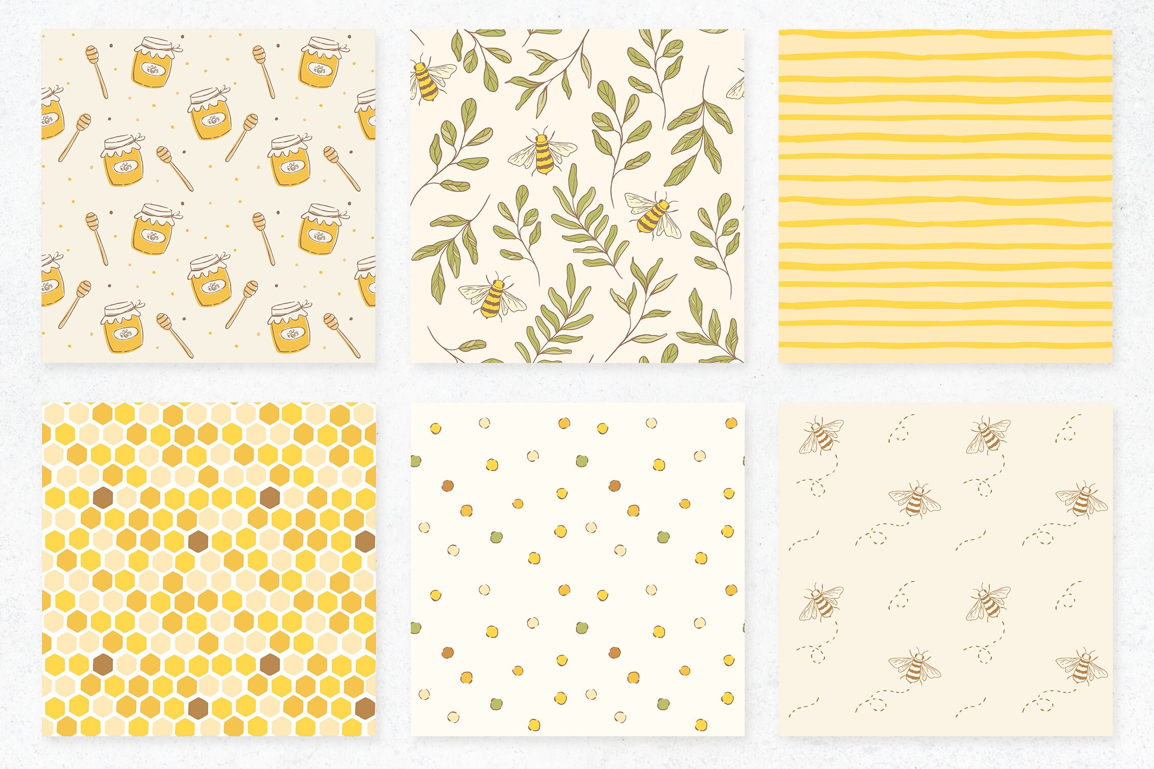 Honey Bee Digital Papers Bee-themed Seamless Patterns Yellow - Etsy