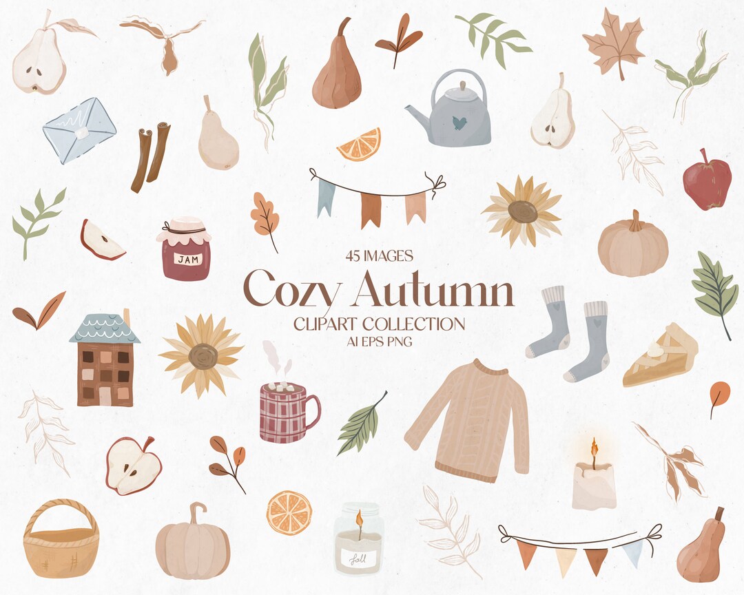 Autumn Clipart Set Images PNG AI EPS, Fall Illustrations Vector ...