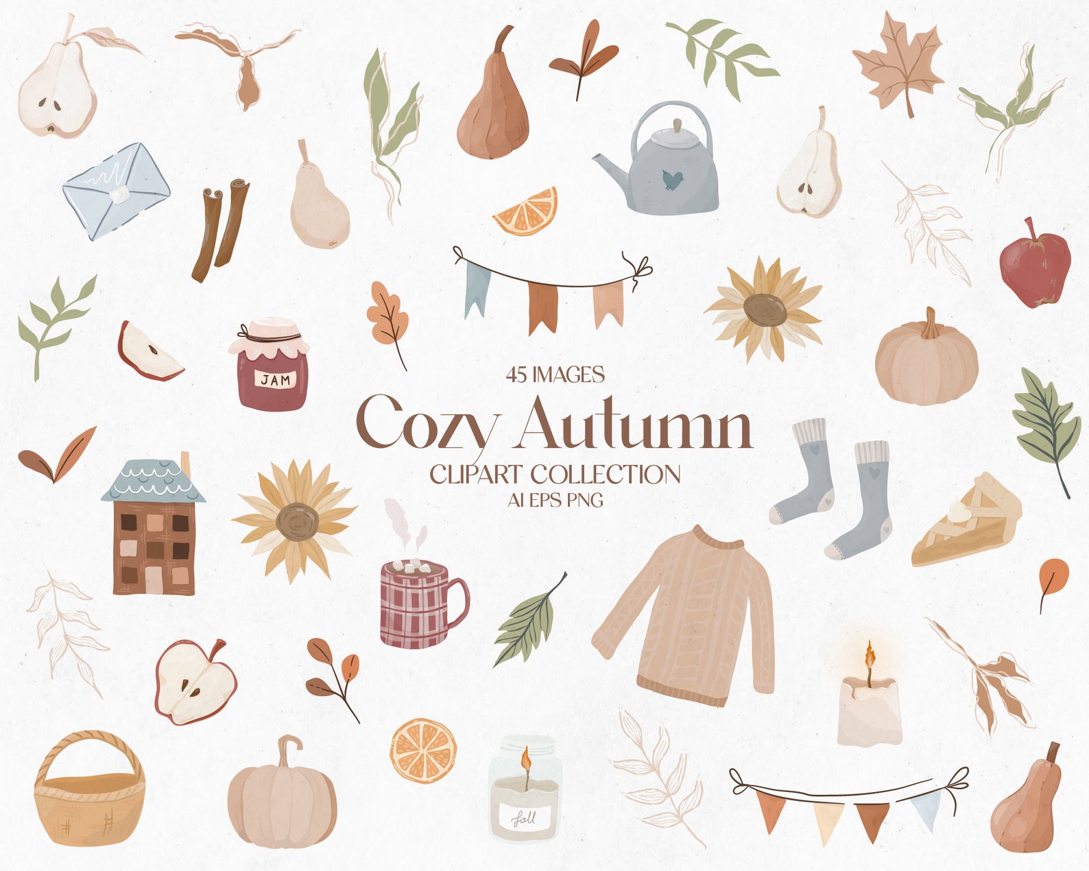 Autumn Clipart Set Images PNG AI EPS Fall Illustrations - Etsy
