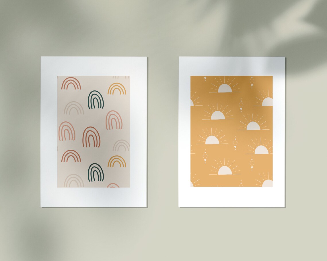 12 Pink Beige Green Boho Seamless Patterns Digital Paper Pack - Etsy