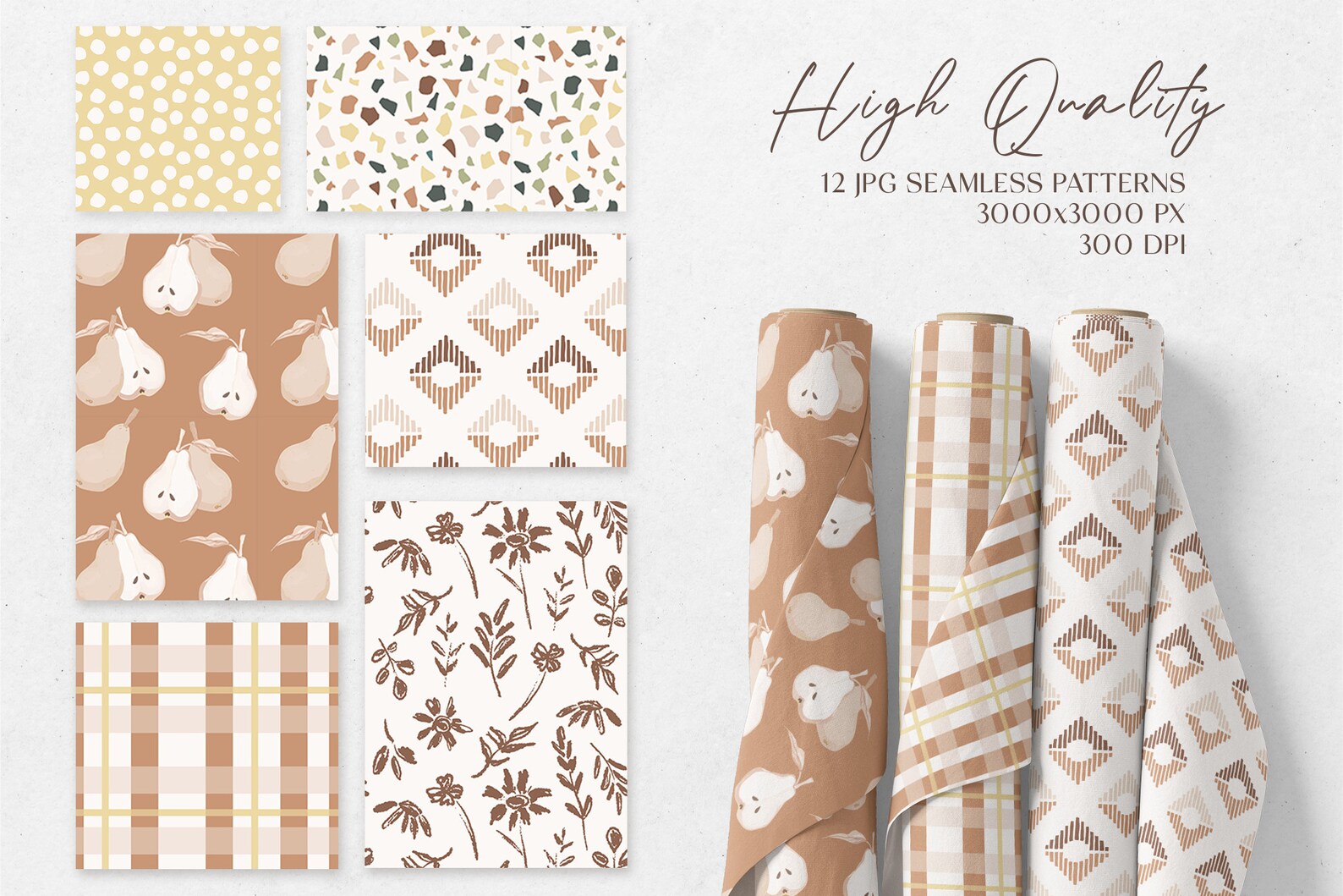 Fall Boho Digital Paper Pack JPG Autumn Pumpkin and Leaves - Etsy