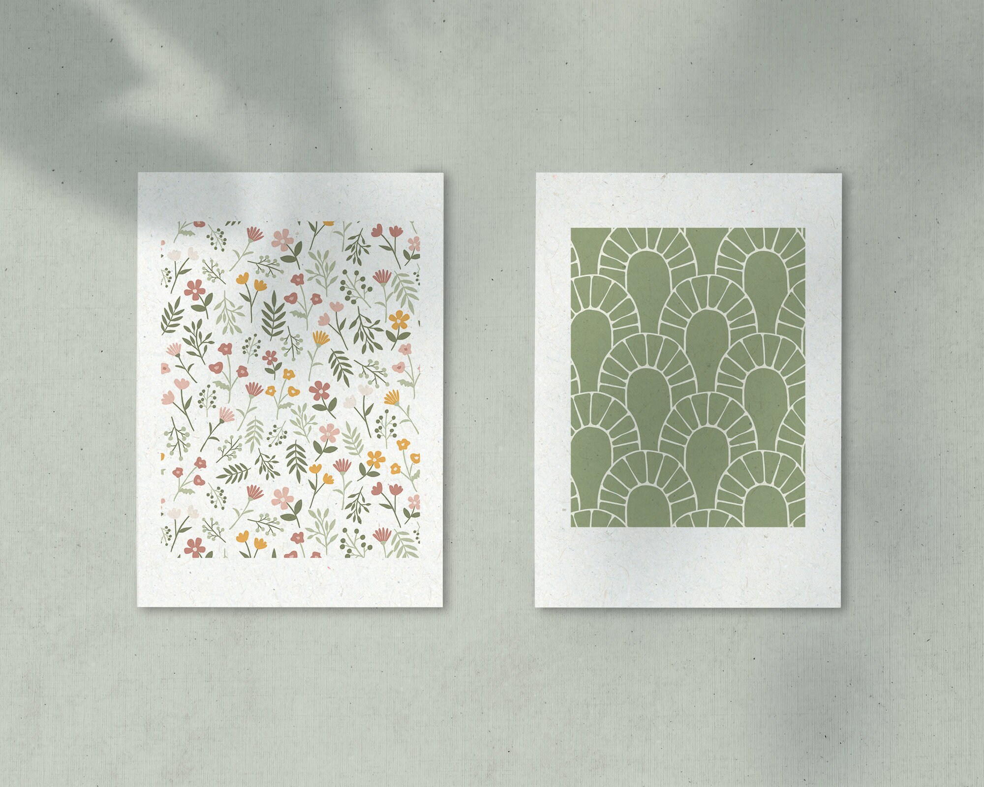 Sage Boho Summer Digital Paper Pack Floral Seamless Pattern - Etsy