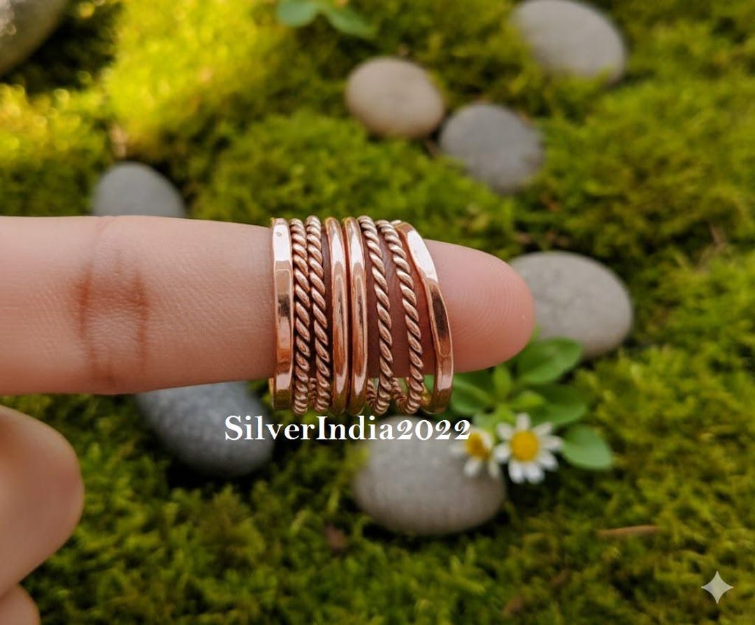Thin Copper Stacking Ring Set - 8 Piece - Etsy