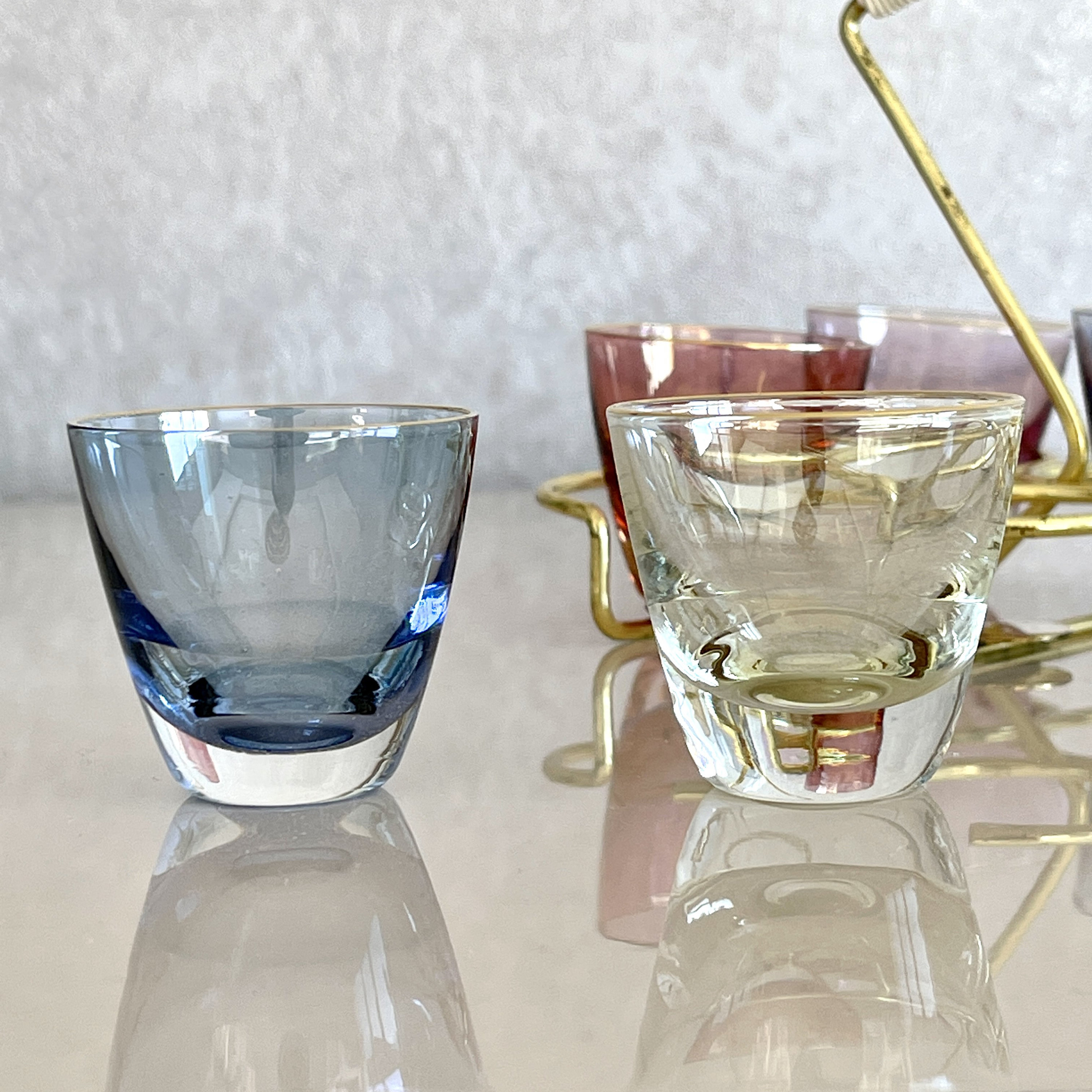 Vintage Colored Shot Glasses 6pc Set With Stand Made in Germany - Etsy