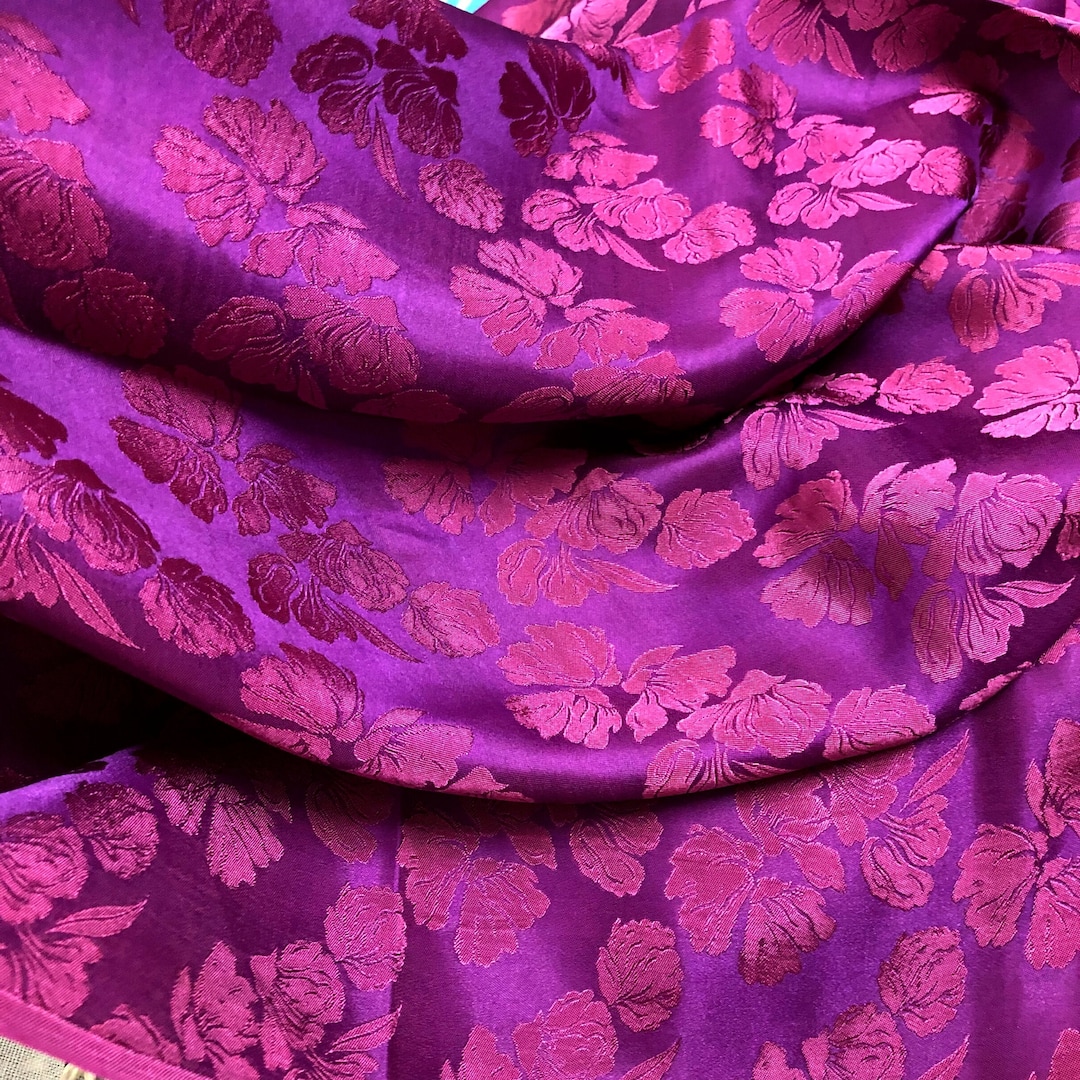 PURE MULBERRY SILK Fabric by the Yard - Floral Pattern - Handmade Silk ...