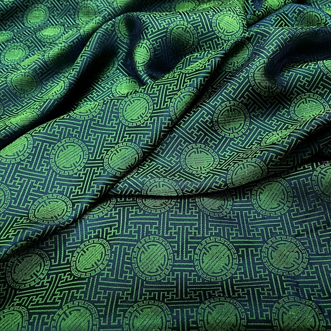 PURE MULBERRY SILK Fabric by the Yard - Green Pattern Silk - Handmade ...