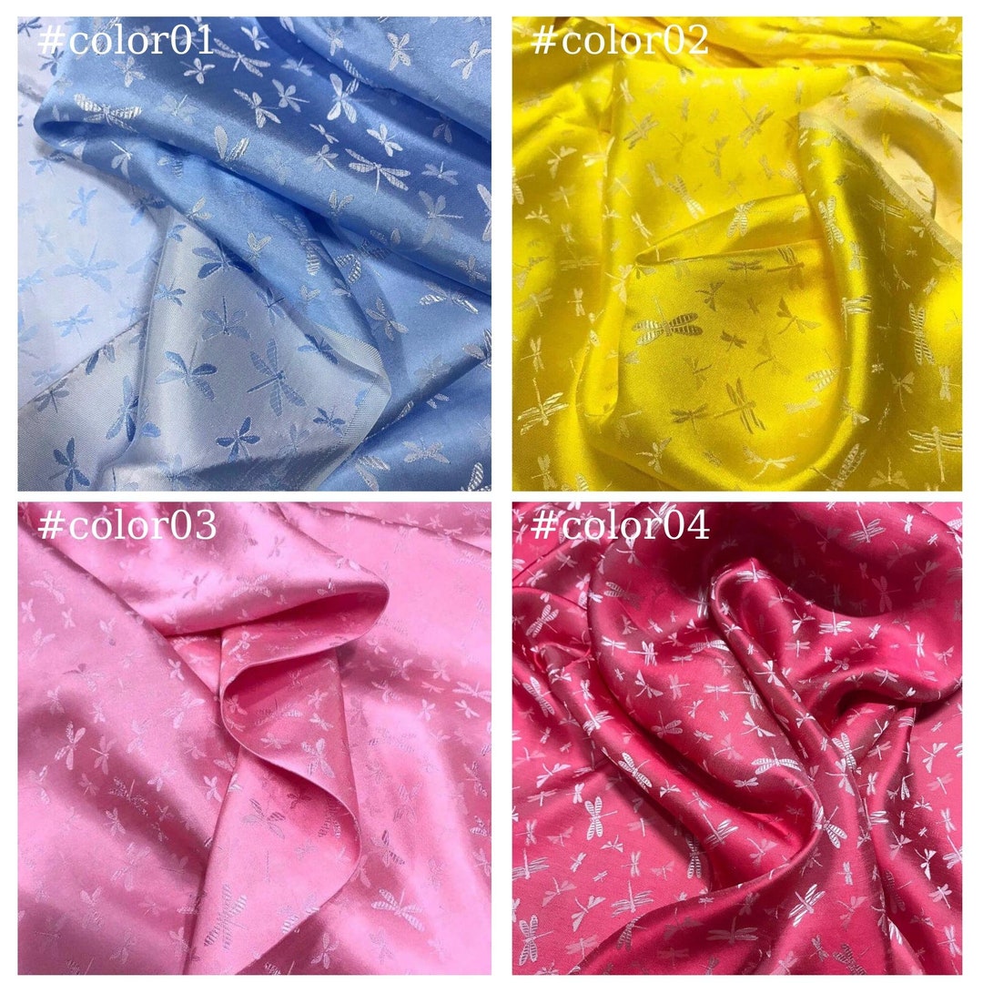 PURE MULBERRY SILK Fabric by the Yard - Dragonfly Pattern - Handmade ...
