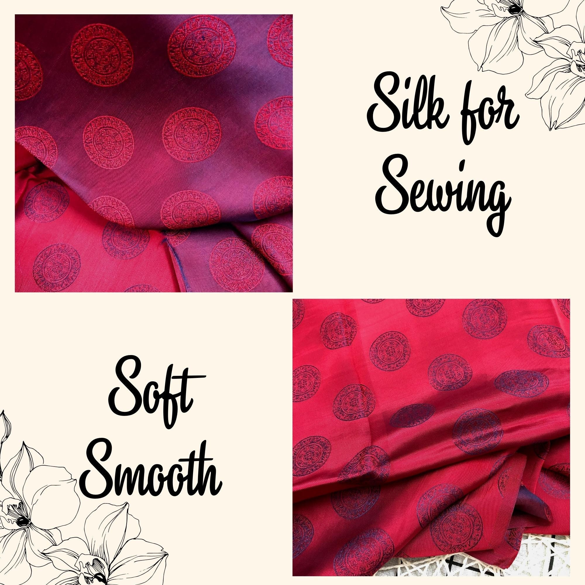 PURE MULBERRY SILK Fabric by the Yard - Pattern Silk Fabric - Handmade ...