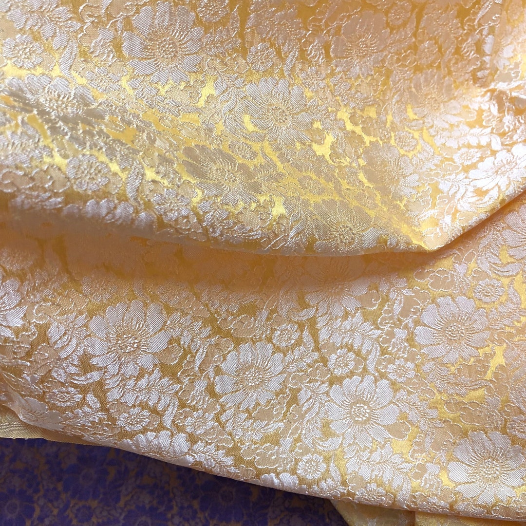 PURE MULBERRY SILK Fabric by the Yard Chrysanthemum Pattern Floral Silk ...