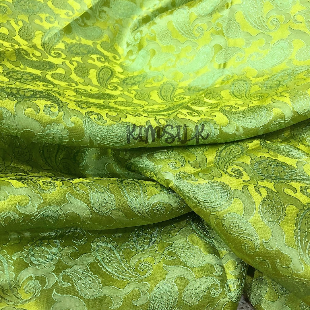 PURE MULBERRY SILK Fabric by the Yard - Lemon Yellow Silk - Pattern ...
