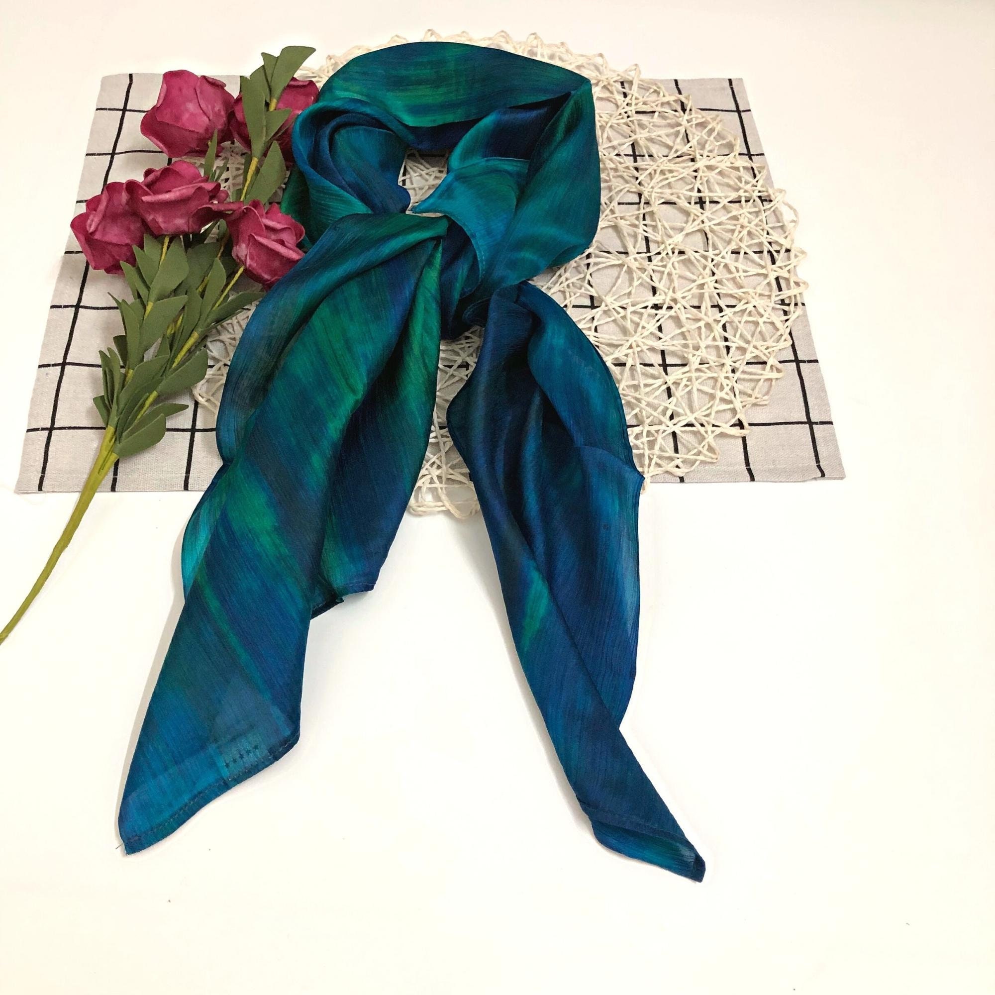 100% MULBERRY SILK SCARF - Square Silk - Women Scarves - Mixing Color ...