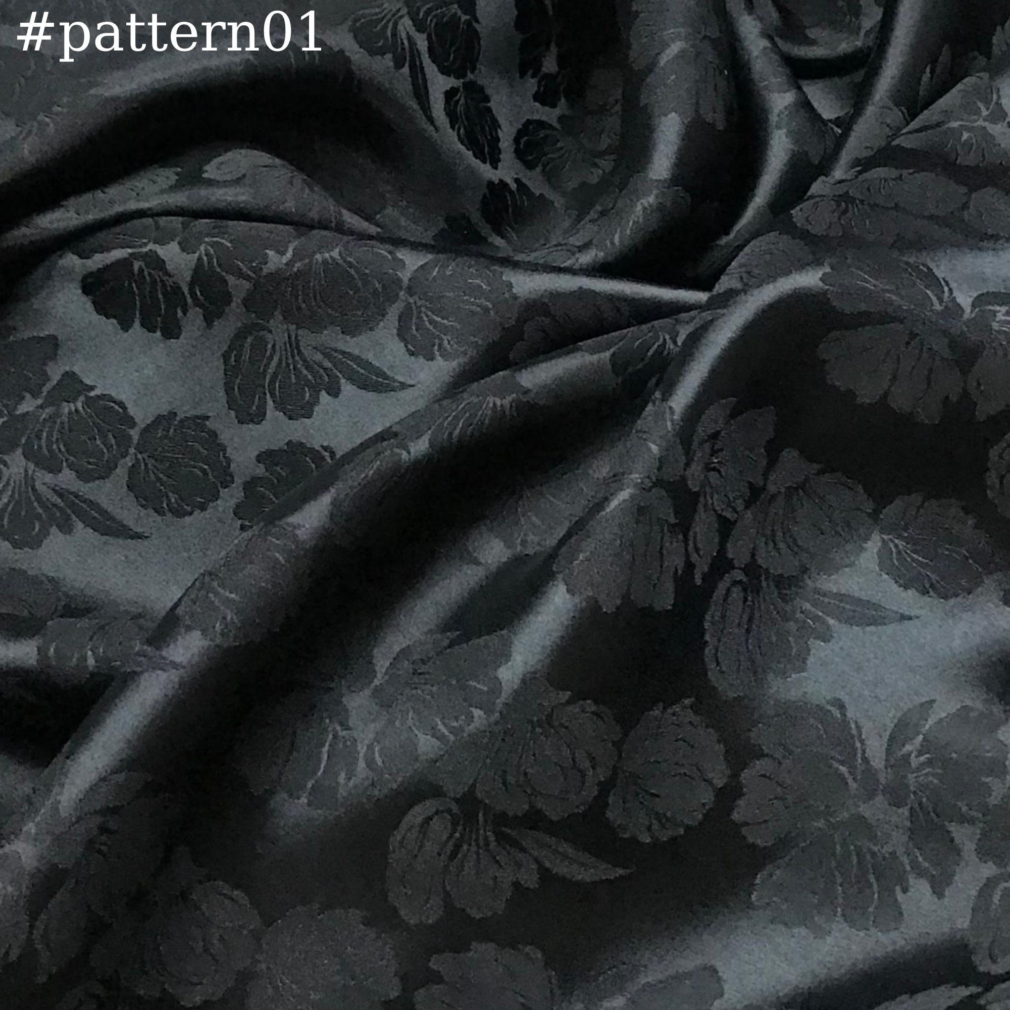 Black Silk With Floral Pattern - PURE MULBERRY SILK Fabric by the Yard ...