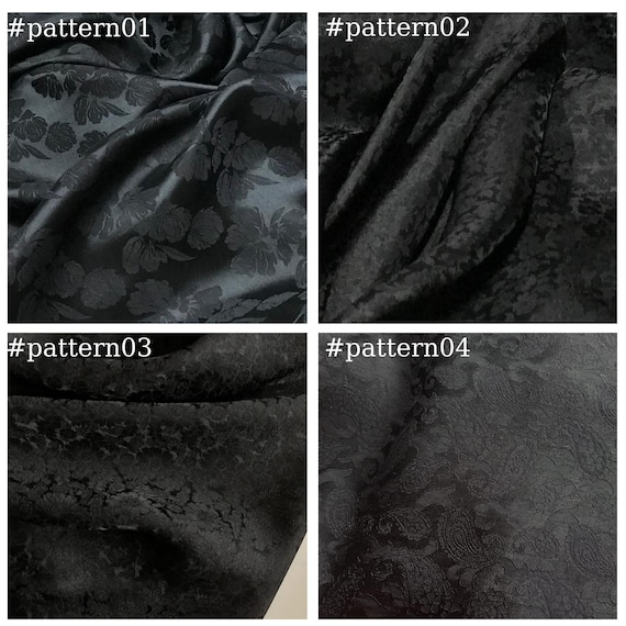 Black Silk With Floral Pattern PURE MULBERRY SILK Fabric by - Etsy