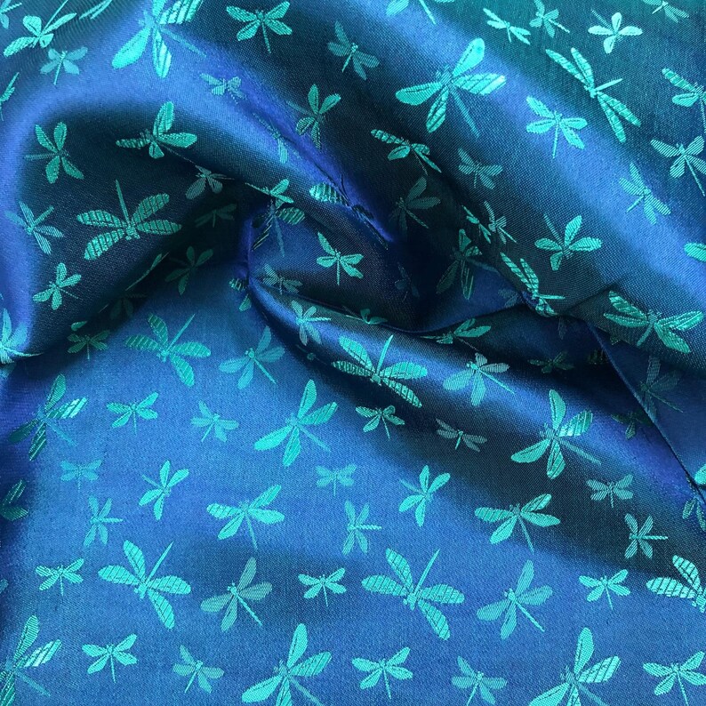 PURE MULBERRY SILK Fabric by the Yard Dragon Fly Pattern - Etsy