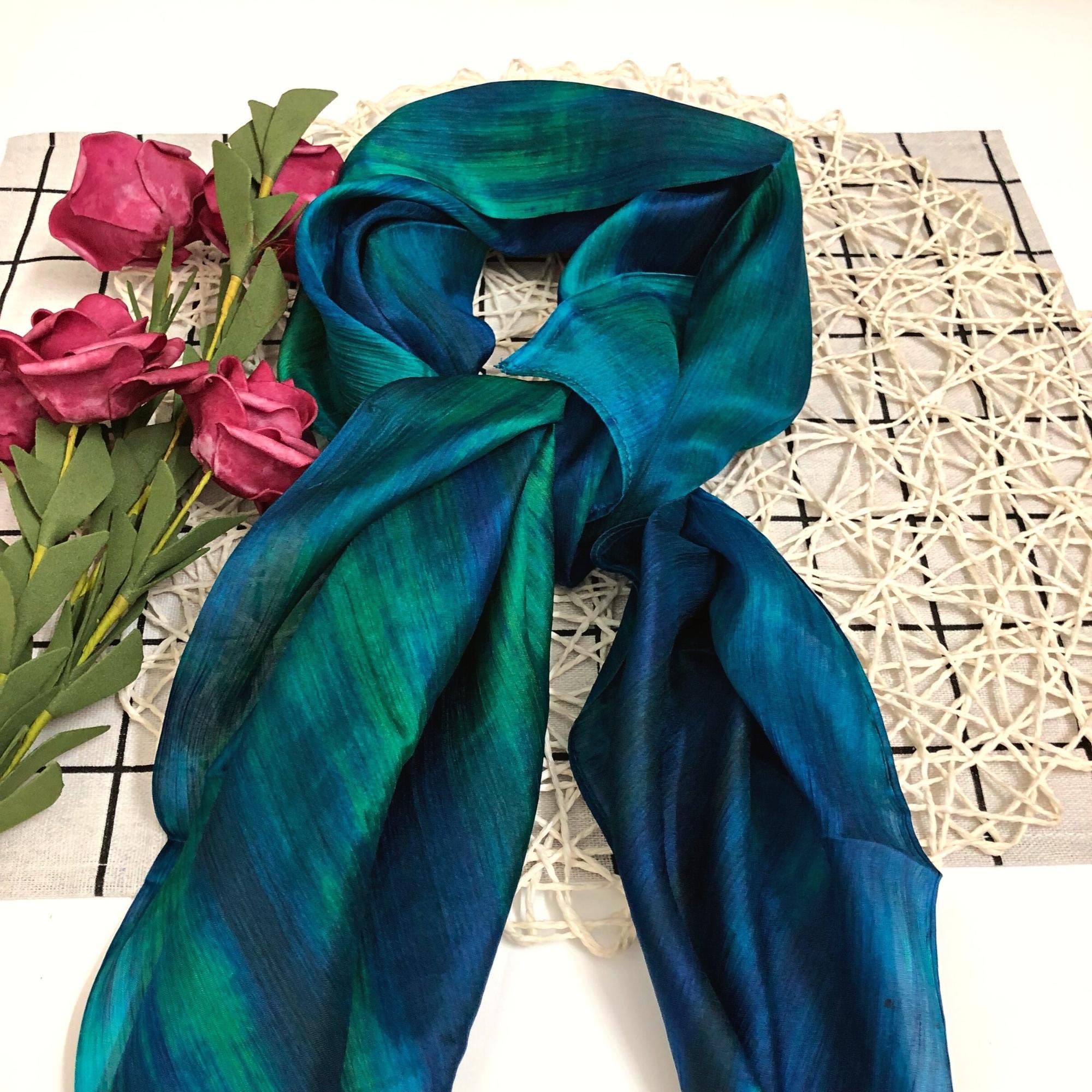 100% MULBERRY SILK SCARF - Square Silk - Women Scarves - Mixing Color ...