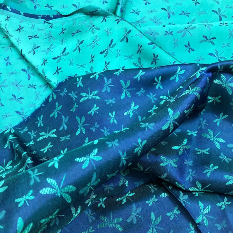 PURE MULBERRY SILK Fabric by the Yard Dragon Fly Pattern - Etsy