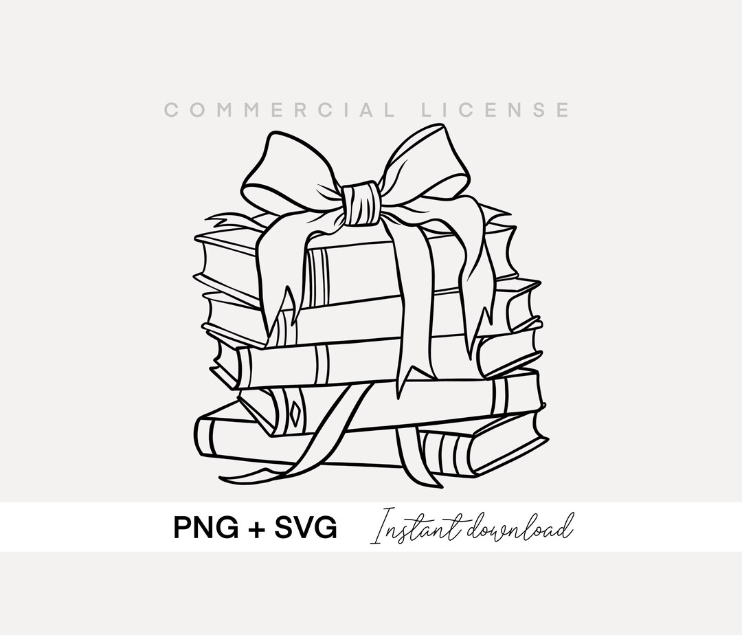 Coquette Books Line Illustrations Png / Svg, Book PNG, Coquette Clip ...