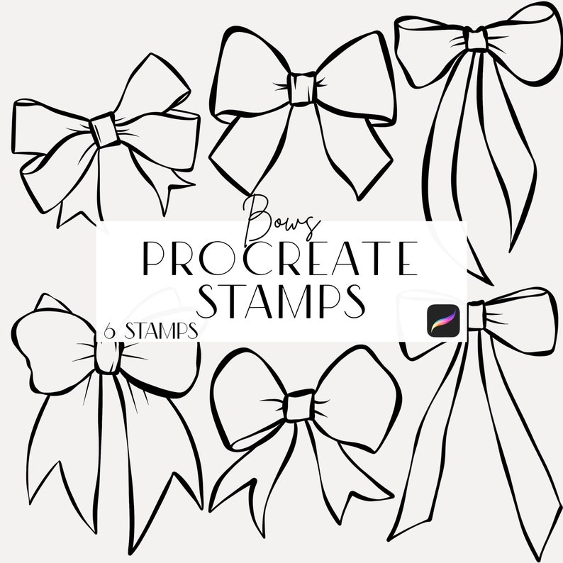 Bows Procreate Stamp Brushes, Line Art, Stamp for Invitations, Line ...