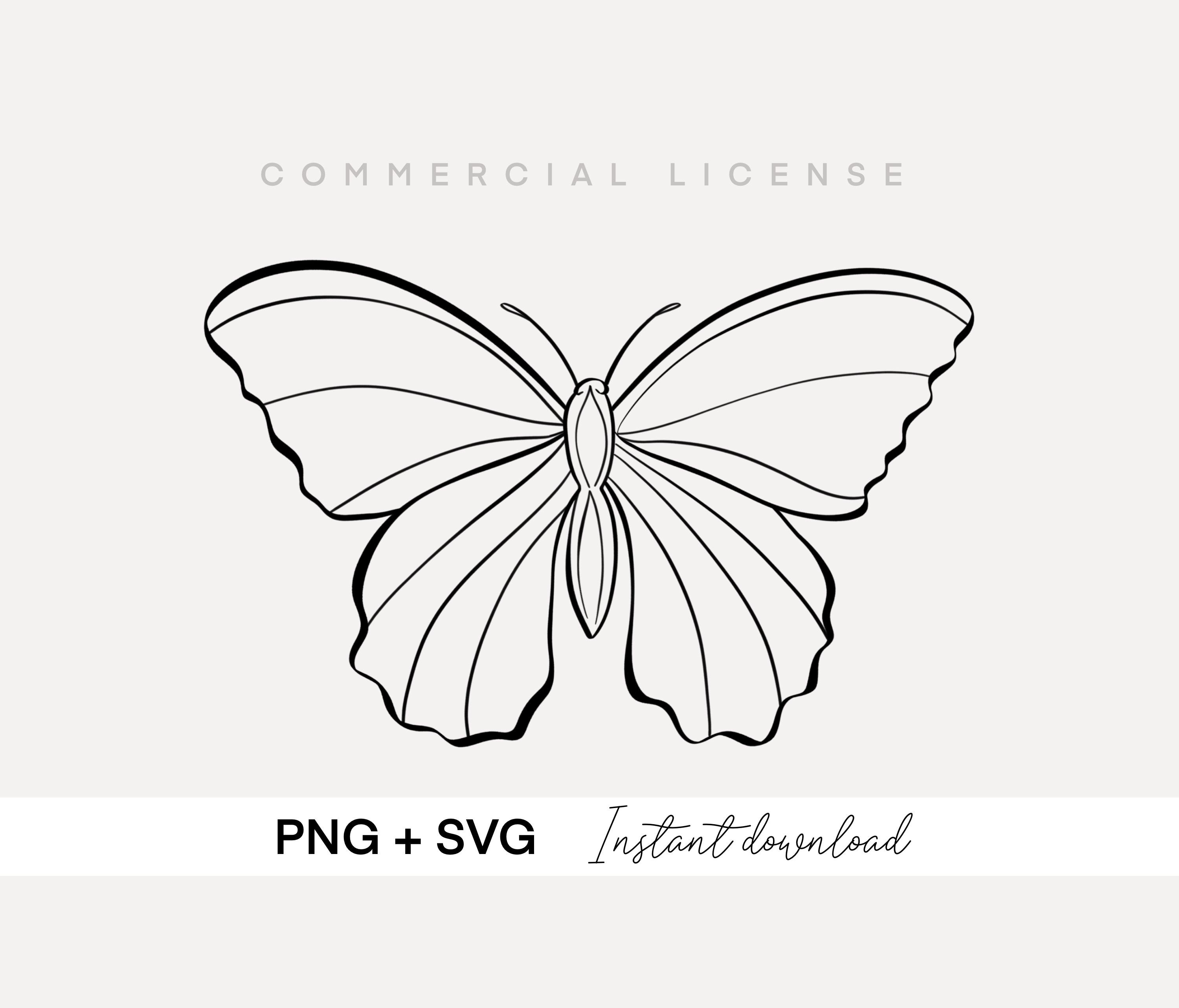 Whimsical Line Illustrations Png / Svg, Butterfly PNG, Butterfly ...