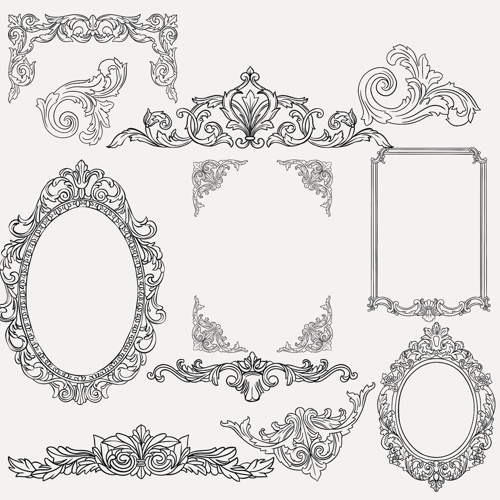 Baroque Line Clipart Set, Baroque Png / Svg,wedding SVG, Png Clipart ...