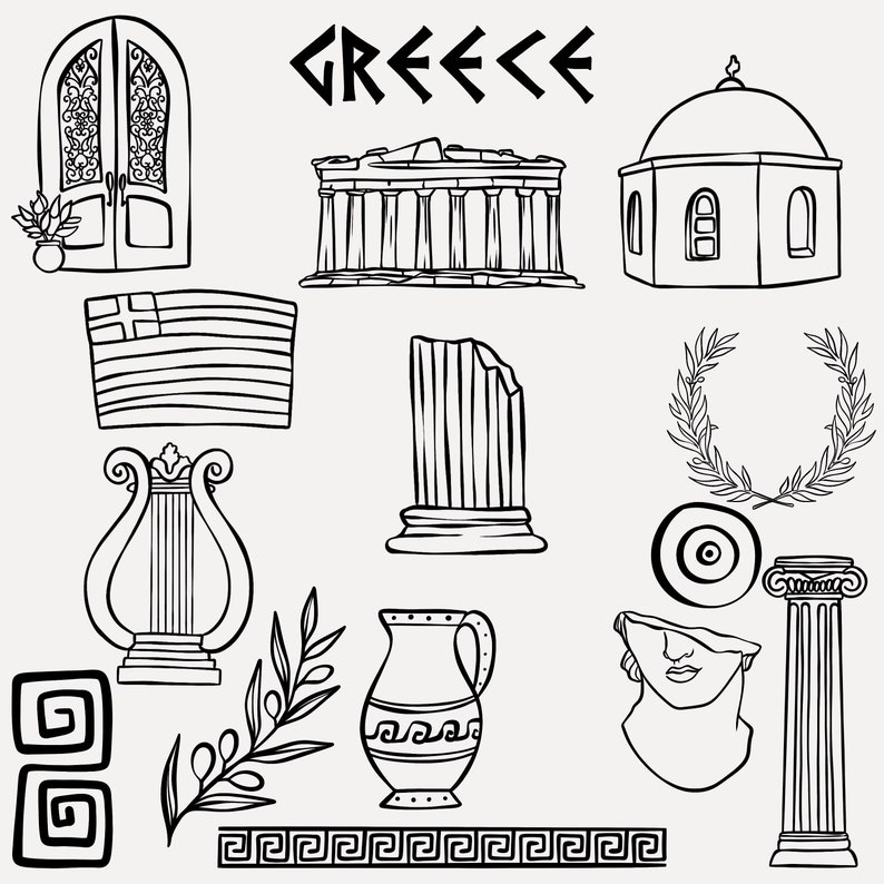 Greece Procreate Stamp Brushes, Line Art, Commercial License (digital ...