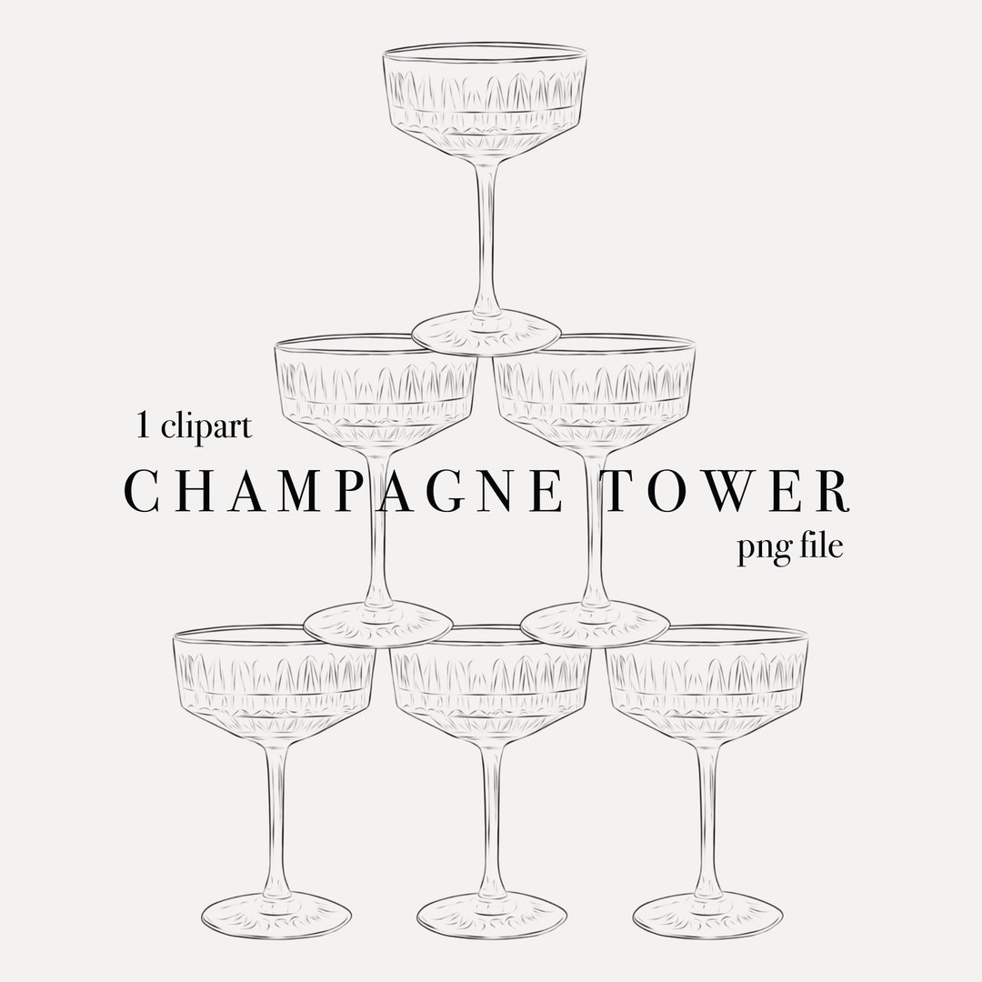 Champagne Line Illustrations | Champagne Tower PNG | Champagne Tower ...