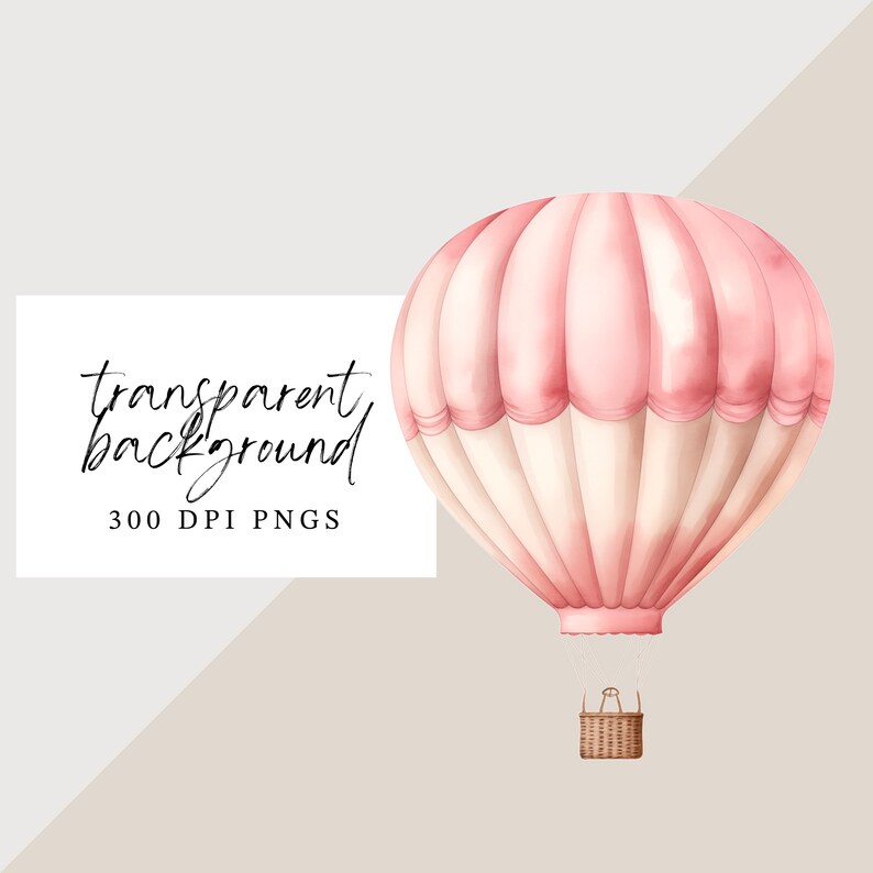 Watercolor Pink Hot Air Balloon Png, Air Balloon Clipart, Transparent ...