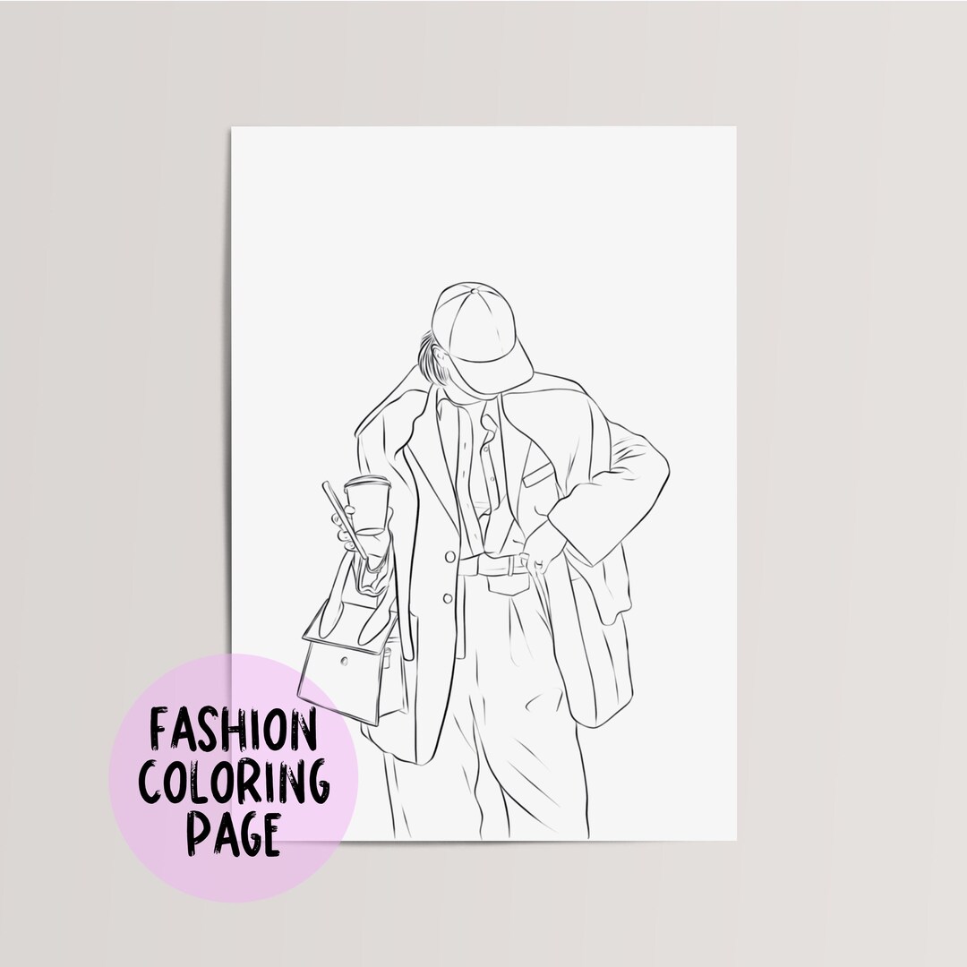 Fashion Coloring Page | Instant Download | Procreate Fashion Printable ...