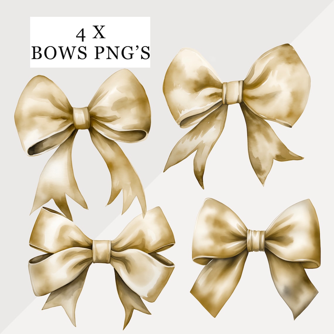 Watercolor Bow Clipart Set, Beige Bow Png, Transparent PNG, Png Clipart ...